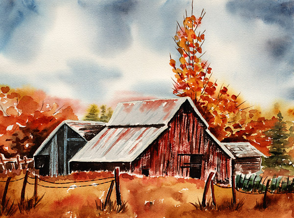 Rebecca McGoodwin Watercolor: Red Barn | Barn painting, Watercolor ...